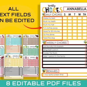 Editable Printable Chore Chart for Kids: Insect and Bee Theme ...