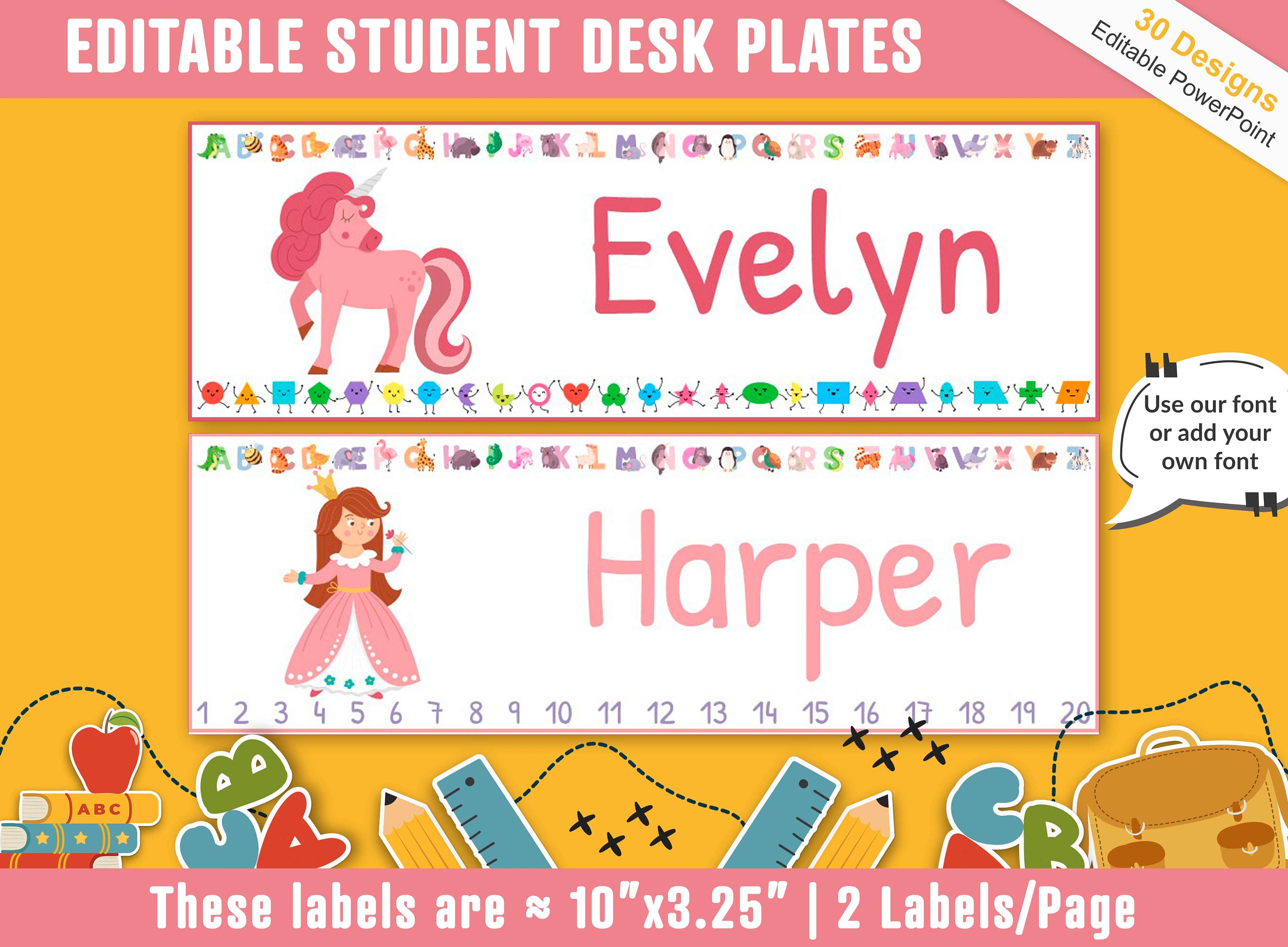 Student Desk Plates 30 Printable/editable Fairy Tale Classroom Name ...