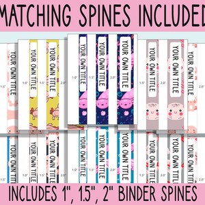 10 Editable Axolotl Binder Covers, Includes 1", 1.5", 2" Spines ...