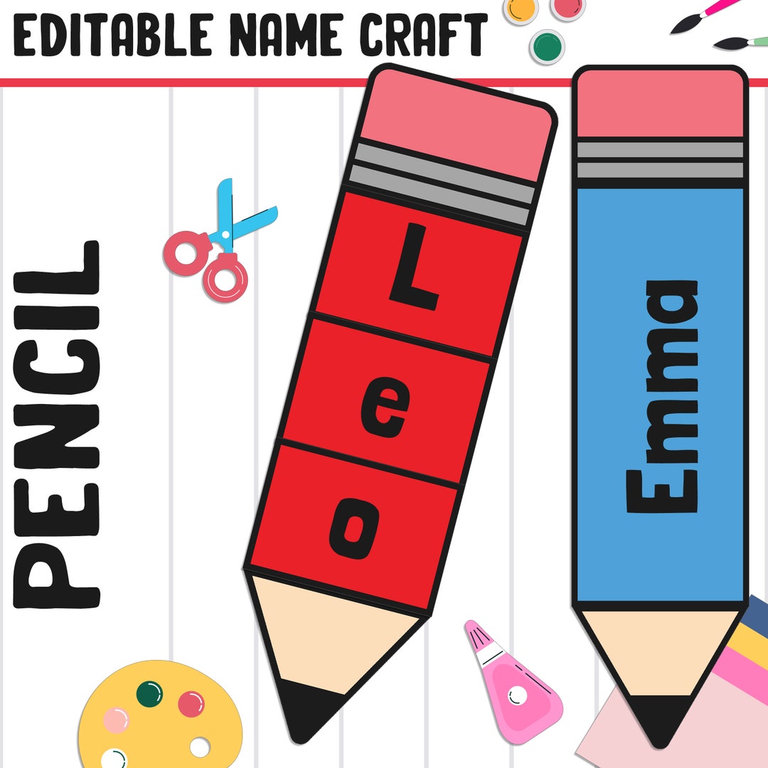 Pencil Name Craft Activity: Back to School Bulletin Board, 40 Pages, 2 ...