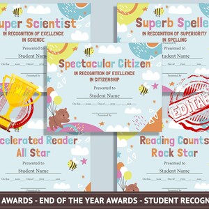 Editable End of the Year Classroom Awards - Student Recognition, PDF ...