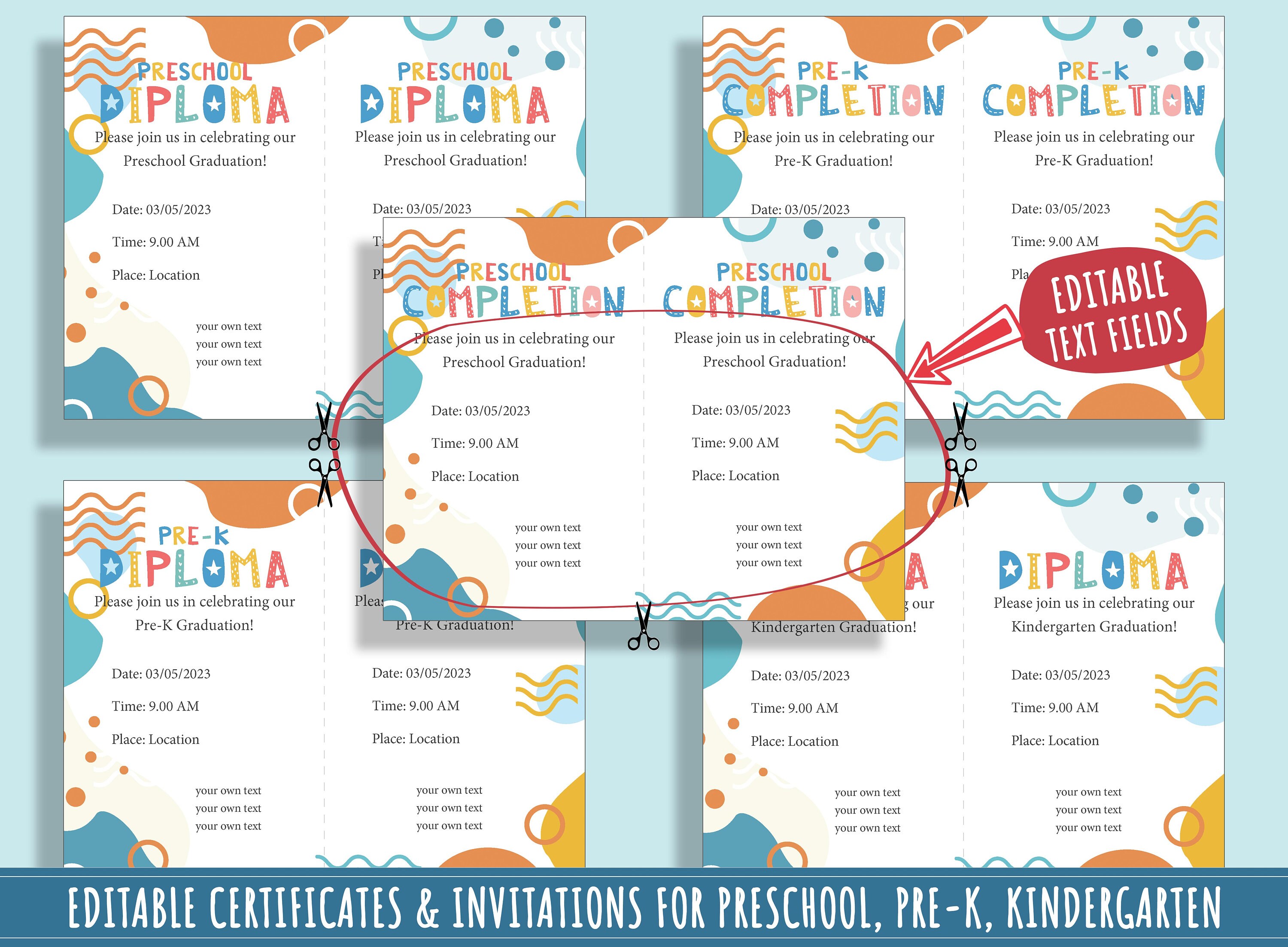 Modern Editable Graduation Certificates, Diplomas, Invitations Template ...