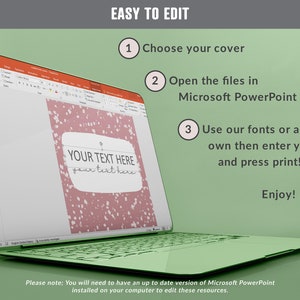 Powerpoint Binder Covers, 10 Printable/editable Terrazzo Marble Covers ...