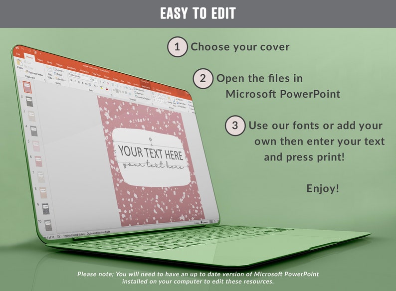 Powerpoint Binder Covers, 10 Printable/editable Terrazzo Marble Covers ...