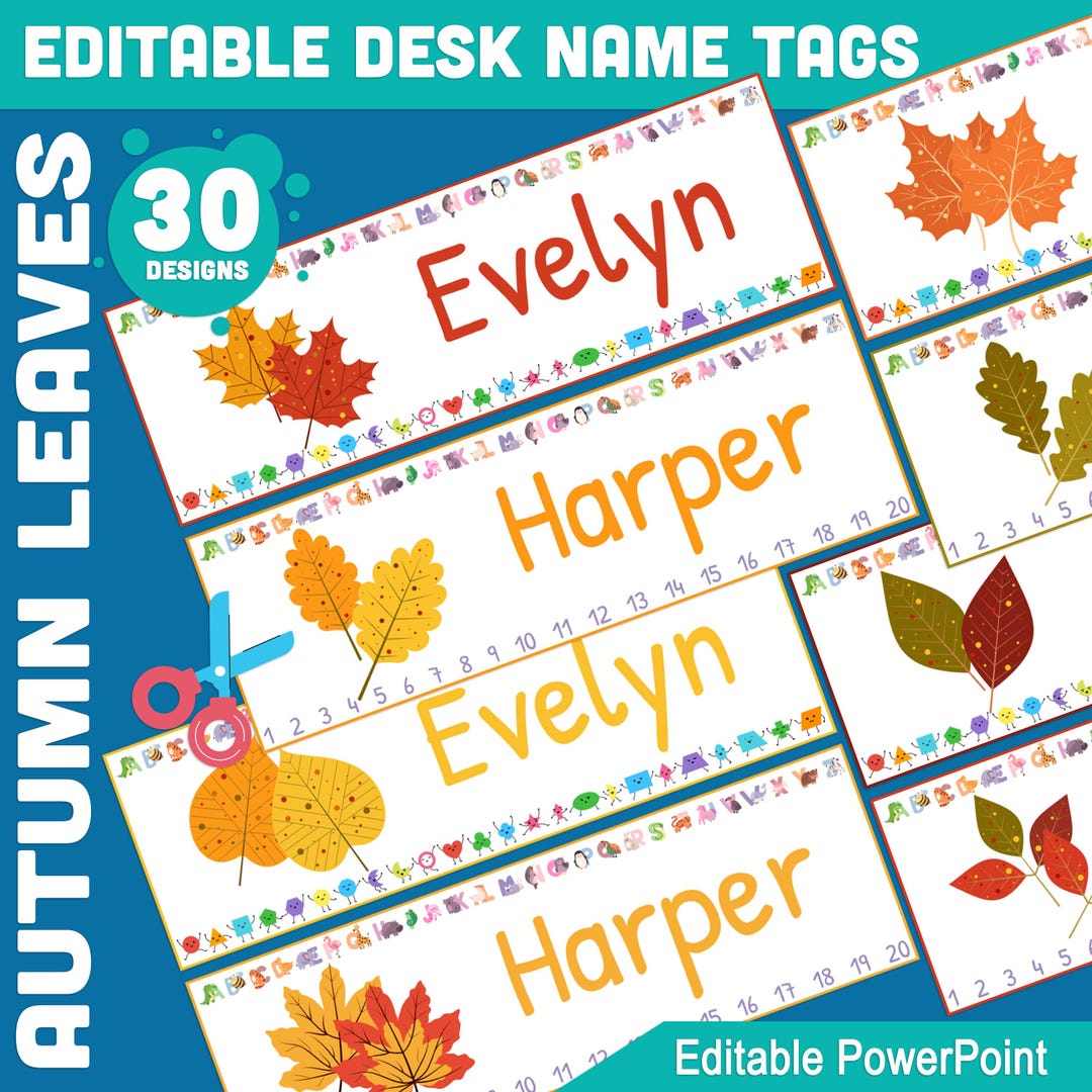 Editable Autumn Leaves Desk Name Tags for Students: 30 Fall Designs ...