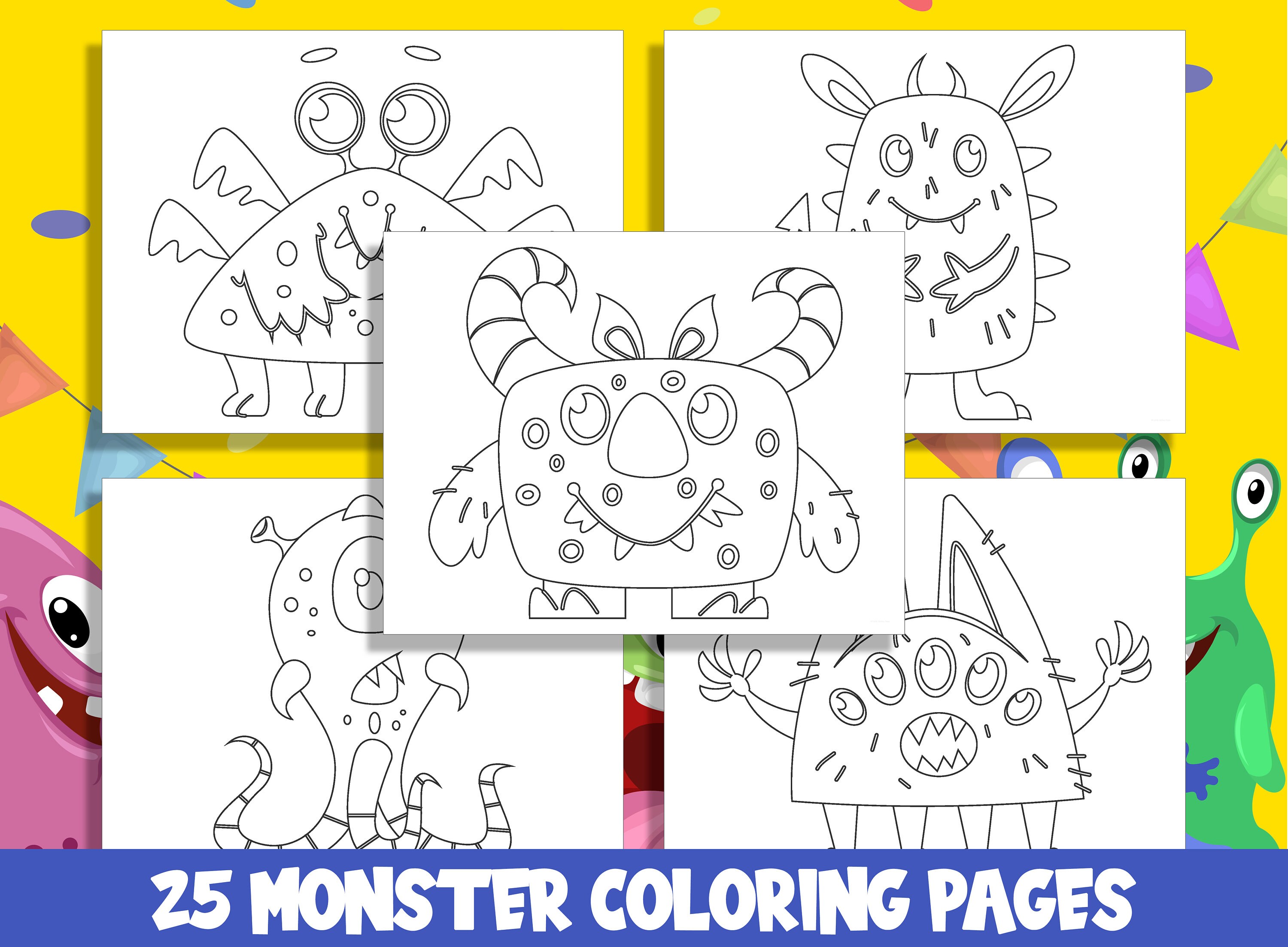 Spooky Monster Coloring Book for Kids: 25 High-resolution Pages ...