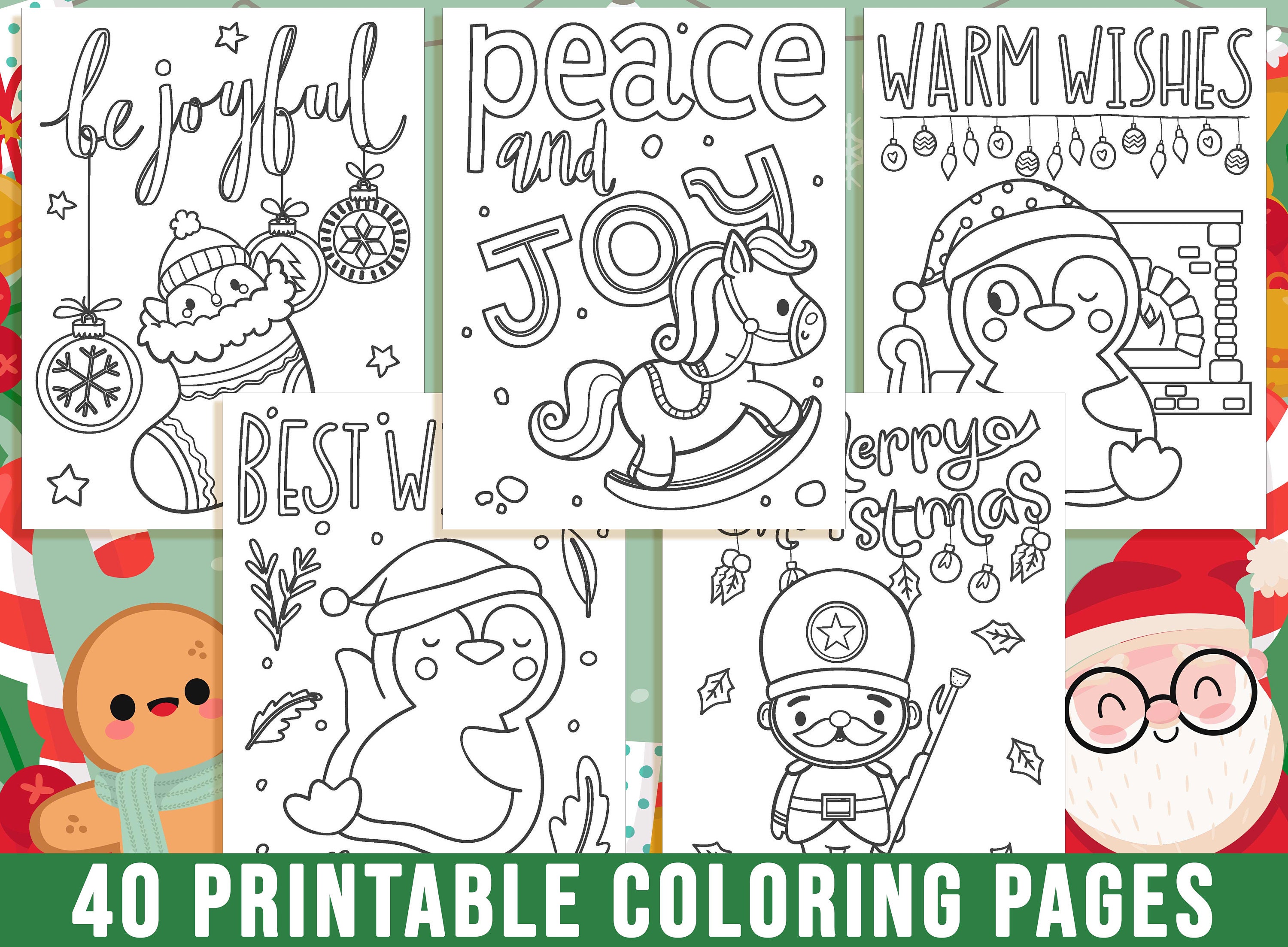 Christmas Coloring Book 40 Printable Christmas Coloring Pages - Etsy