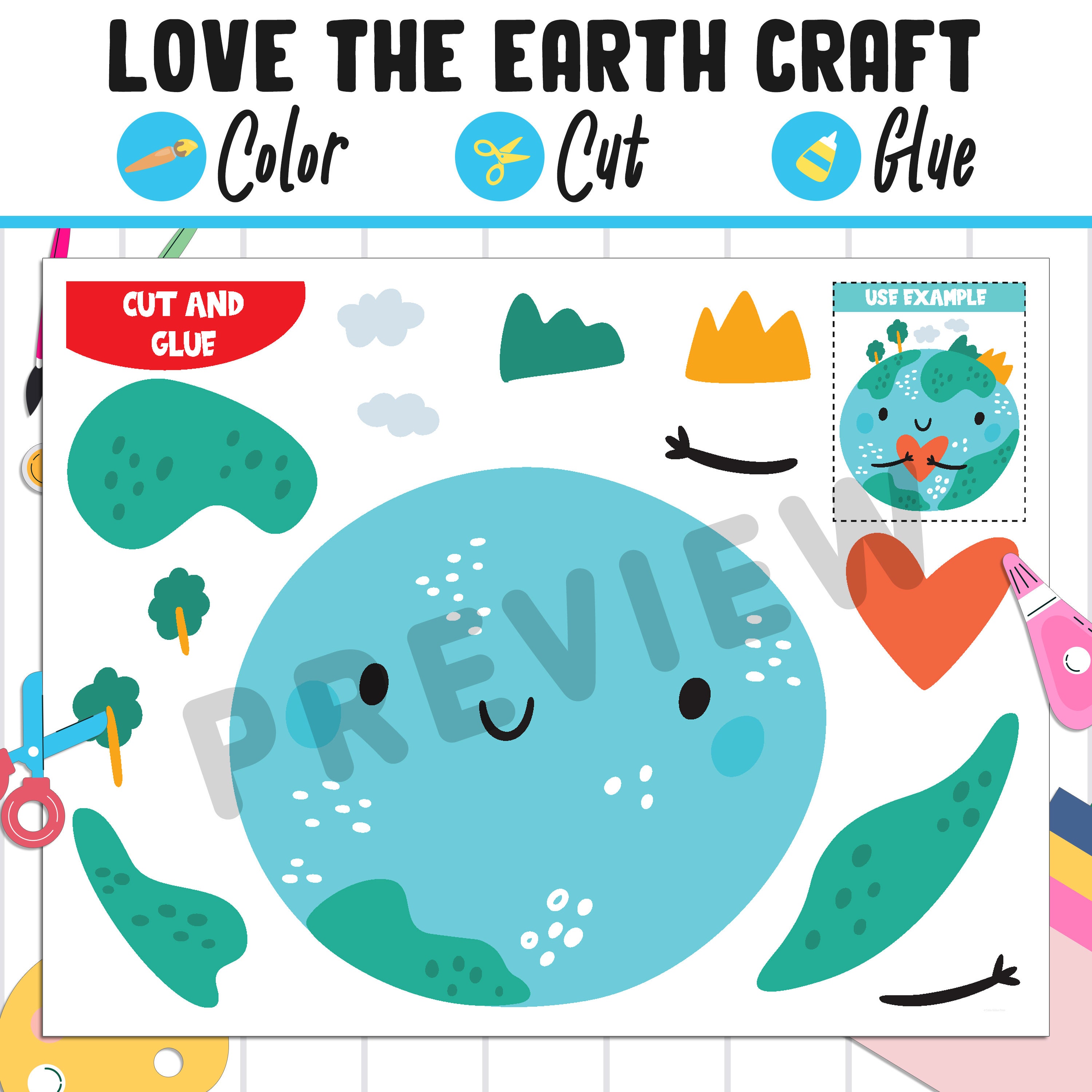 Love the Earth Craft for Kids : Color, Cut, and Glue, a Fun Activity ...