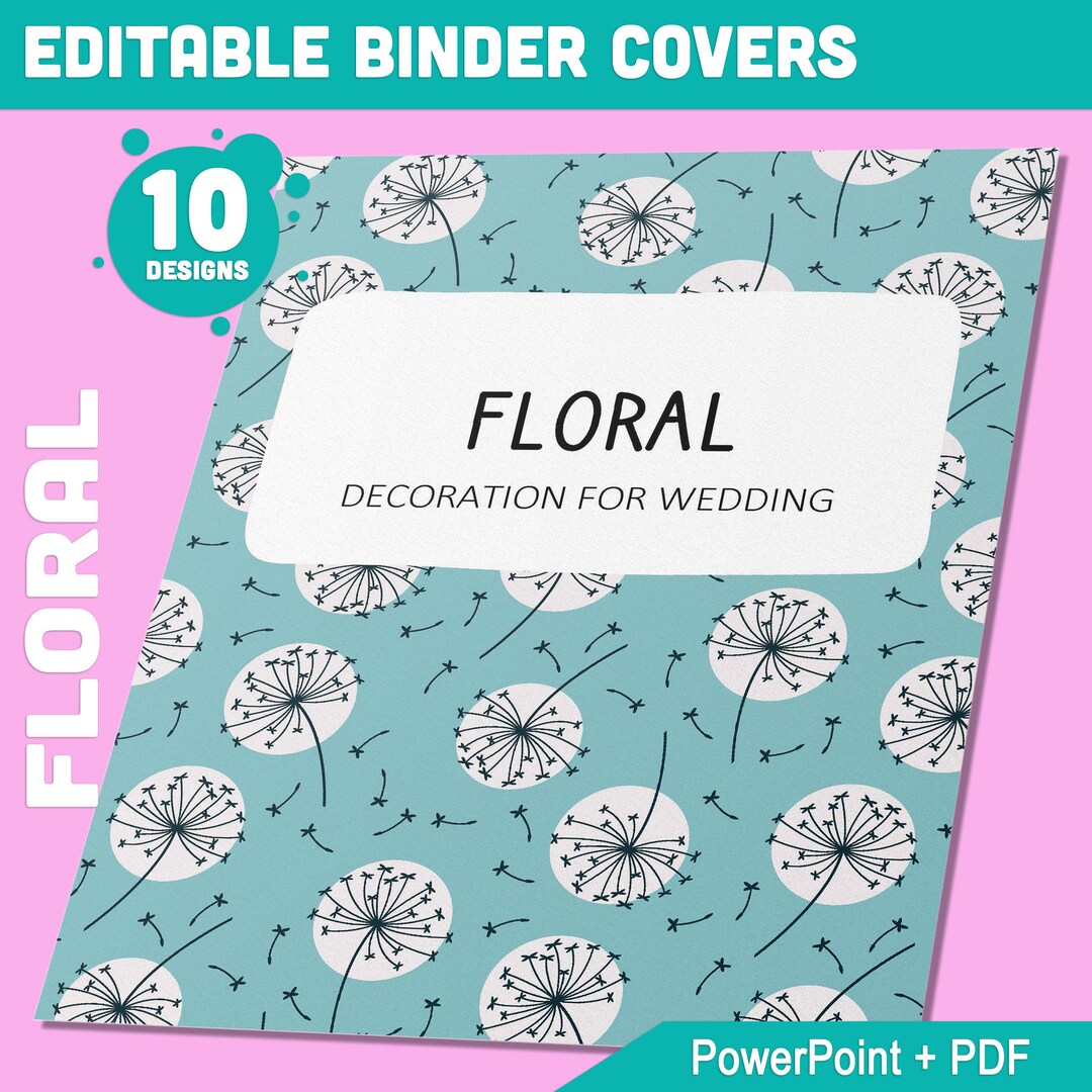 10 Editable Floral Binder Covers, Includes 1", 1.5", 2" Spines ...