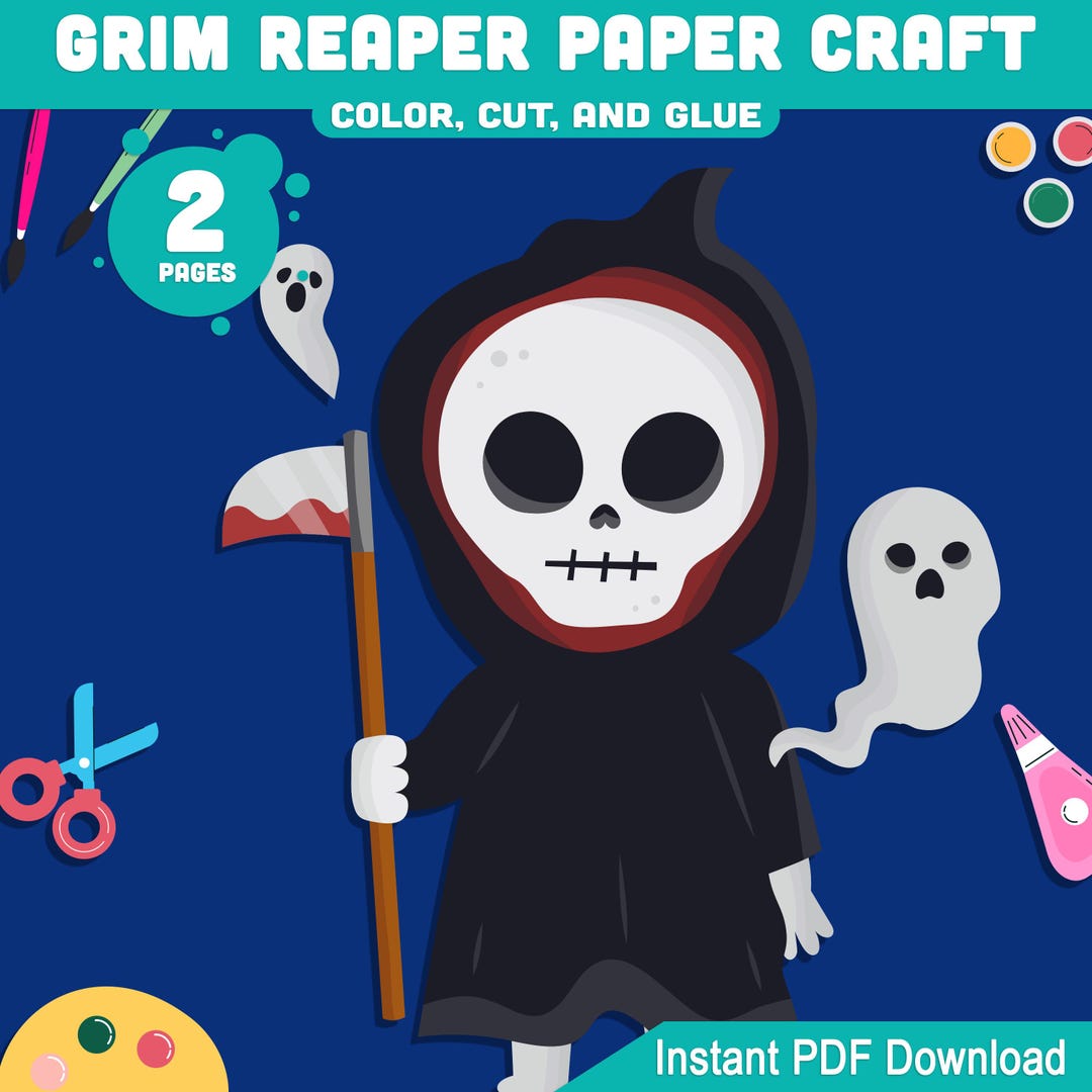 Grim Reaper Paper Craft for Preschool Pre-k Kindergarten, Easy ...
