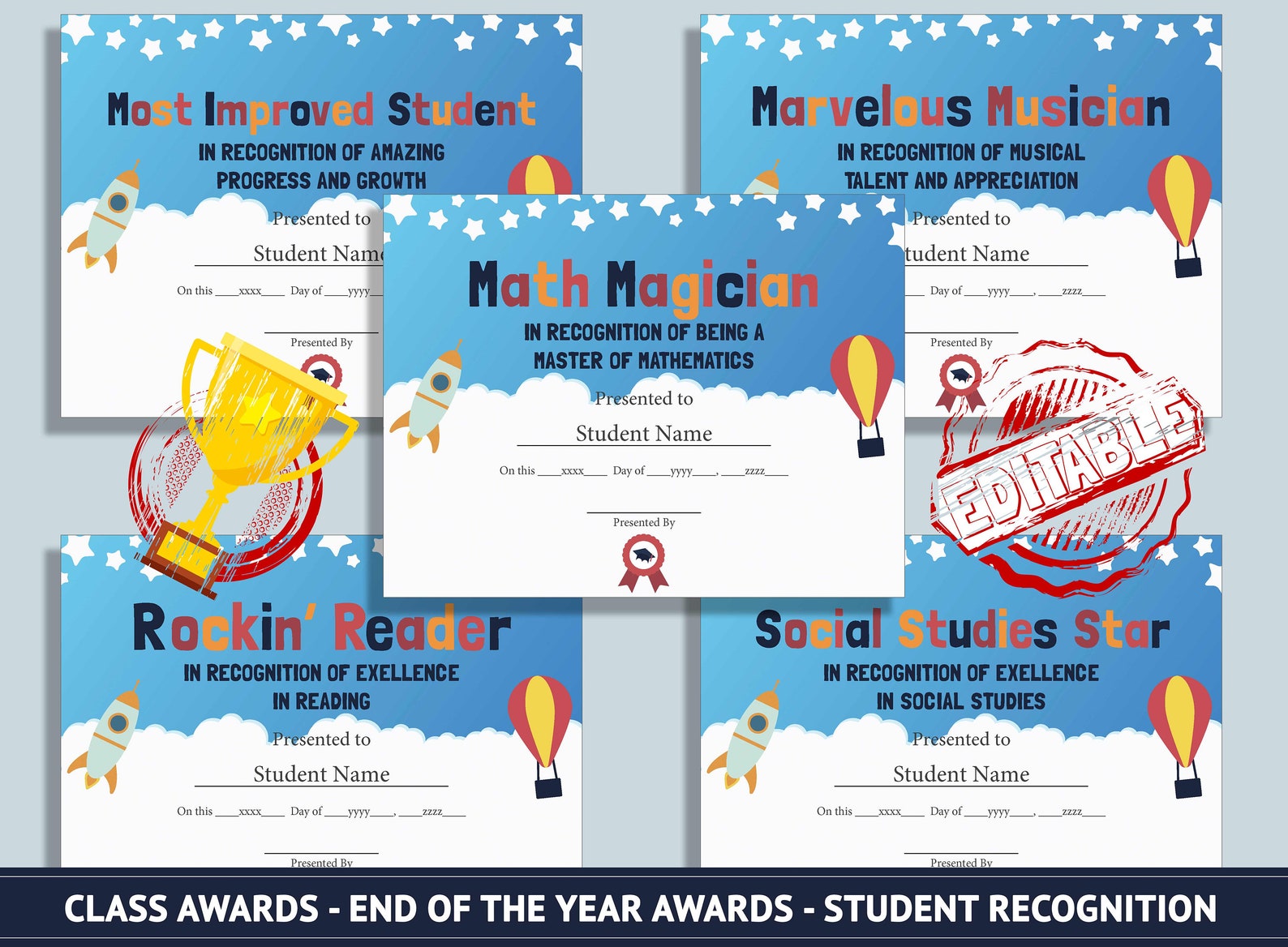 26 Editable Student Awards End of the Year Classroom Awards - Etsy