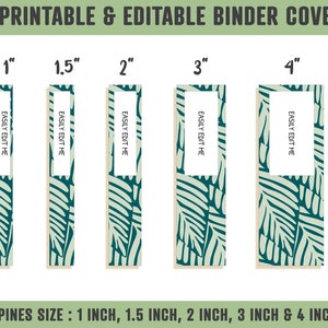 Tropical Leaves Binder Cover, 10 Printable & Editable Covers+spines ...
