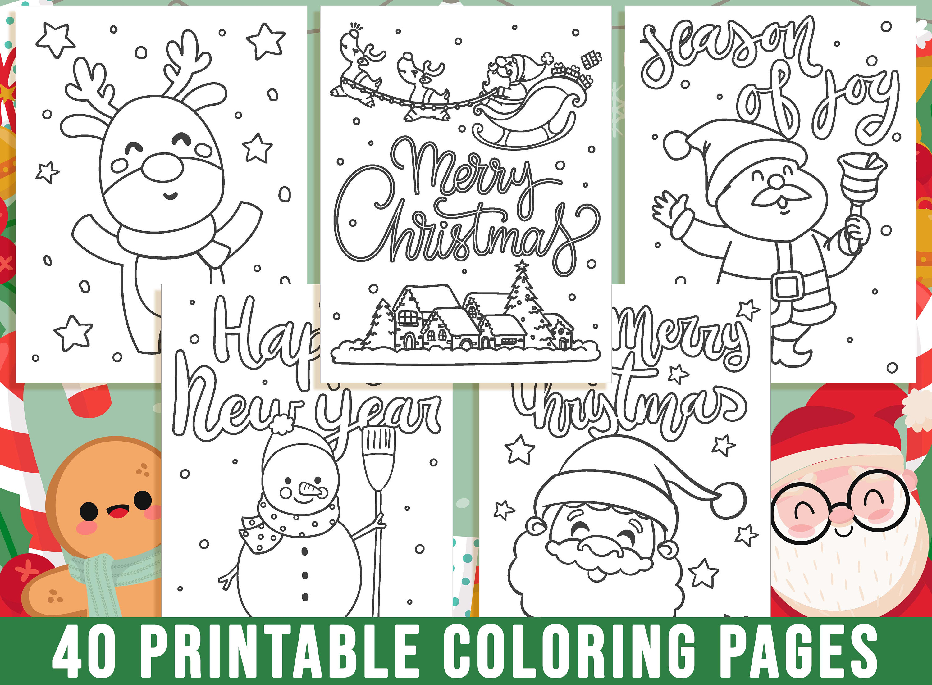 Christmas Coloring Book 40 Printable Christmas Coloring Pages - Etsy