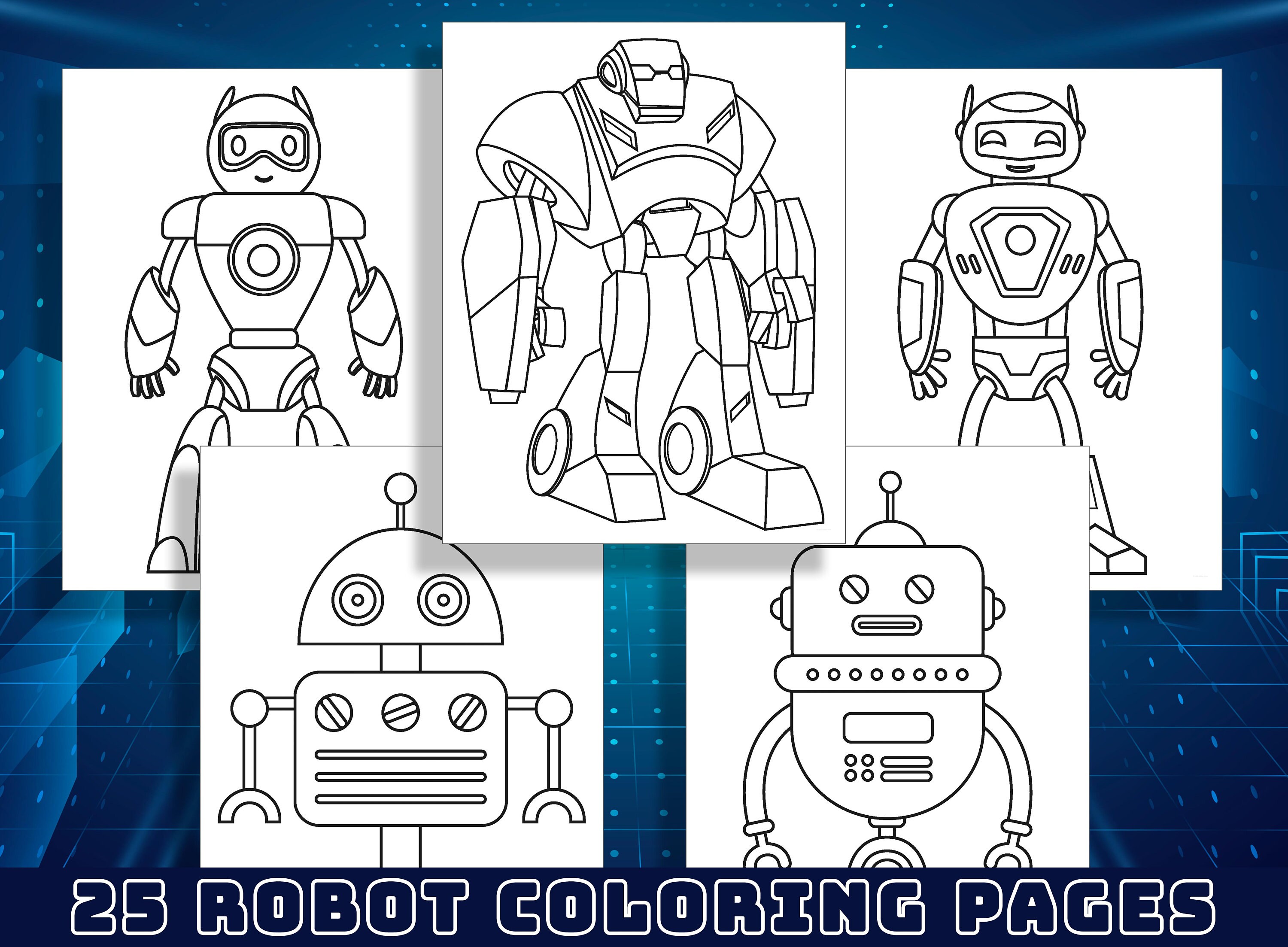 25 Fun Robot Coloring Pages for Preschool and Kindergarten Kids, PDF ...