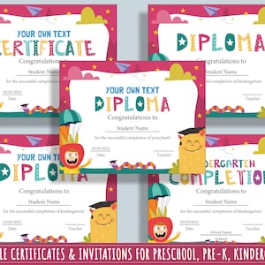 Colorful Pre-k Diploma, Certificate, and Invitation Templates - 37 ...