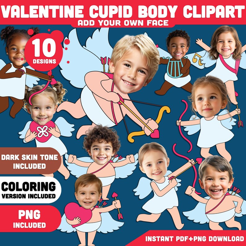 Valentine’s Day Cupid Templates, Add Your Own Face Crafts, Fun ...