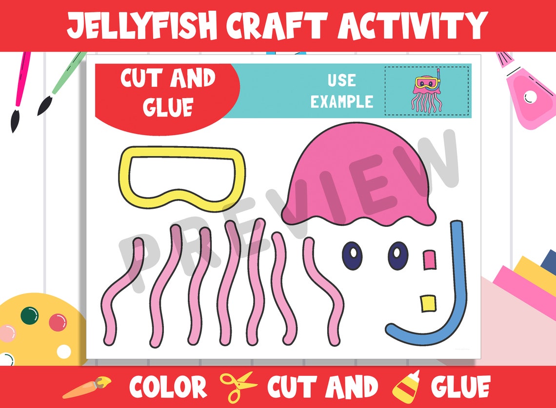 Jellyfish Craft Activity Color, Cut, and Glue for Prek to 2nd Grade ...