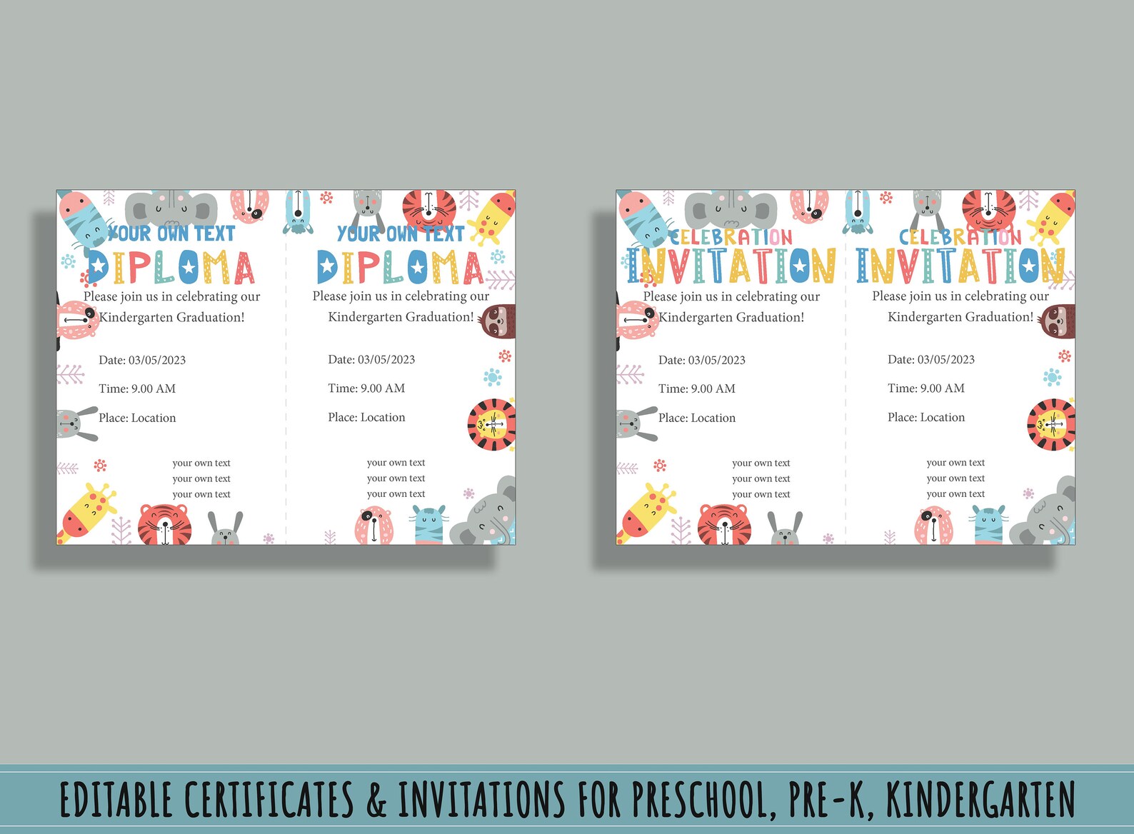 Kindergarten and Preschool Diploma, Certificate, and Invitation ...