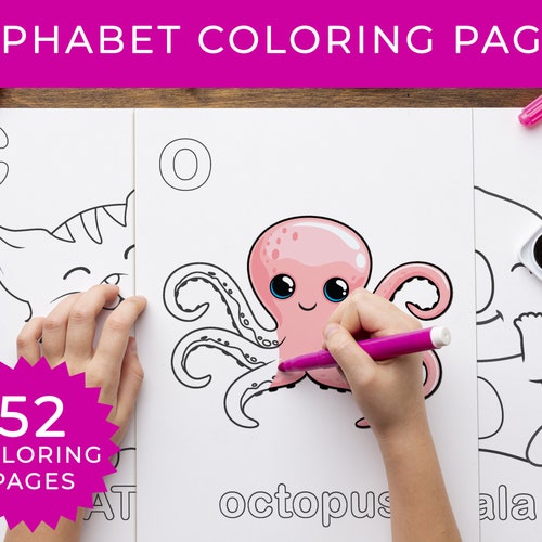 Alphabet Coloring Pages 52 Printable Animal Alphabet | Etsy