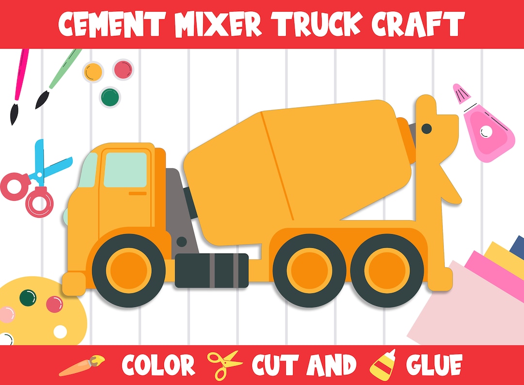 Construction Vehicle : Cement Mixer Truck Craft Activity - Color, Cut ...