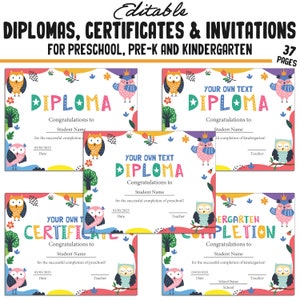 37 Editable Kindergarten, Pre-k, and Preschool Certificates of ...