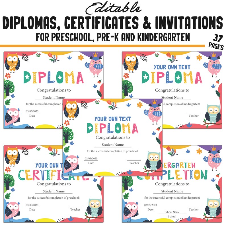 37 Editable Kindergarten, Pre-k, and Preschool Certificates of ...