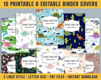 Geometric Patterns Binder Cover, 10 Printable & Editable Binder Covers ...