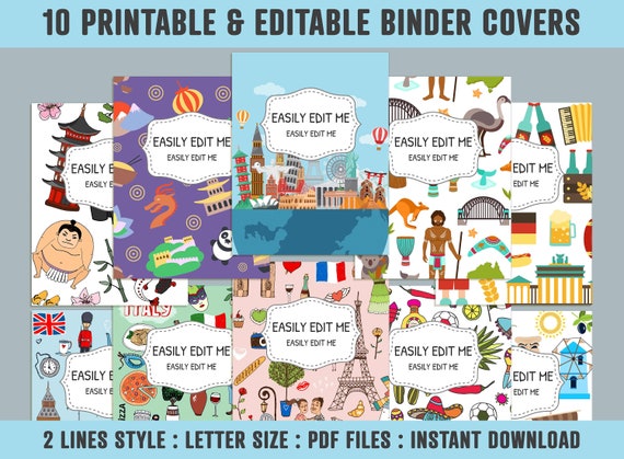 Travel to World Cultural Travel Binder Cover 10 Printable & - Etsy