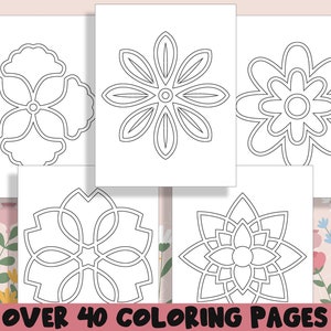 Flower Mandalas Coloring Book, 40 Printable Simple Spring Flower ...