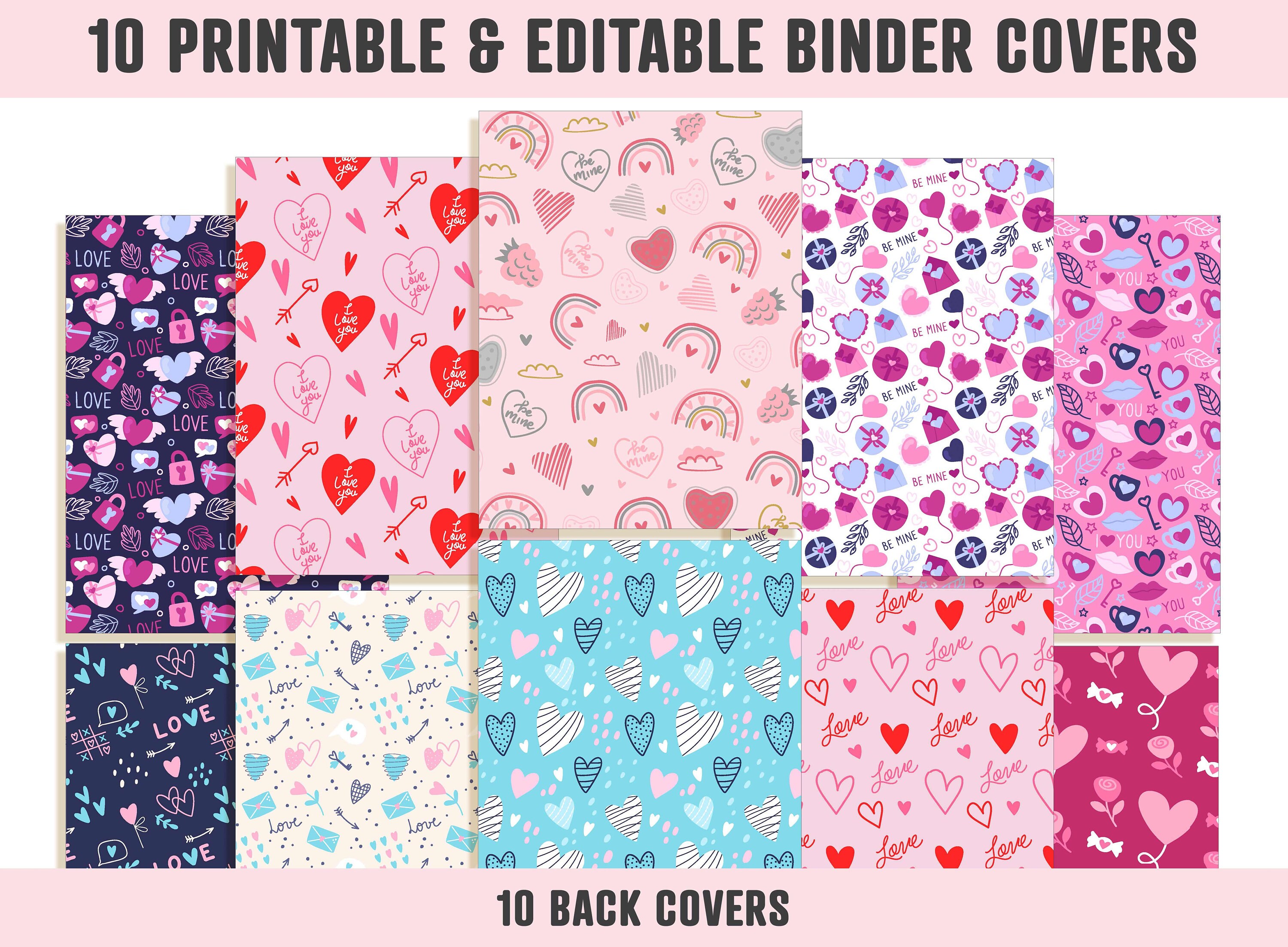 Binder Cover Printable Editable, 10 Coversspines, Binder Insert ...