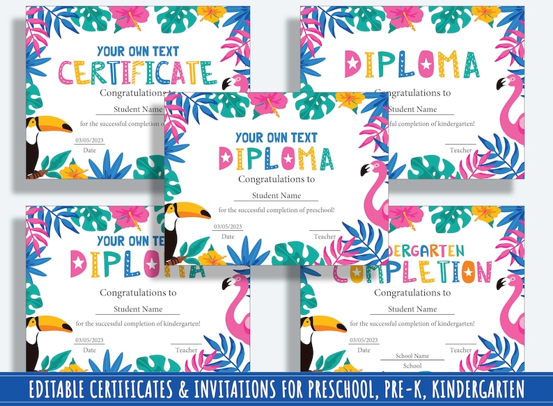 Preschool Graduation Diploma, Editable End of Year Diplomas ...