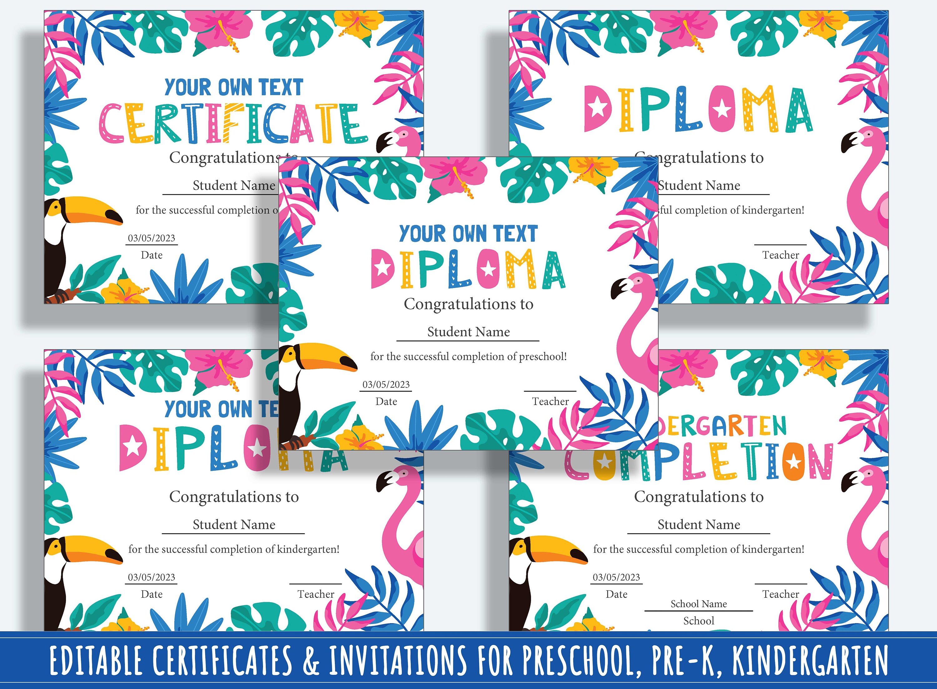 Preschool Graduation Diploma, Editable End of Year Diplomas ...
