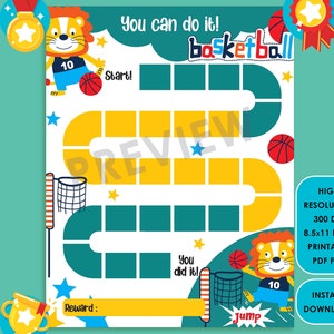 Printable Playing Basketball Reward Chart for Kids, a Way of Guiding ...