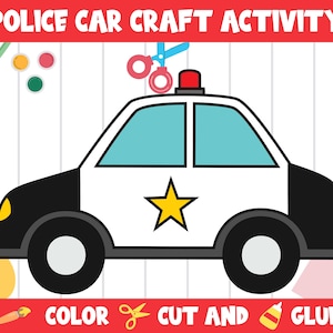 Police Car Craft Activity - Color, Cut, and Glue for Prek to 2nd Grade ...