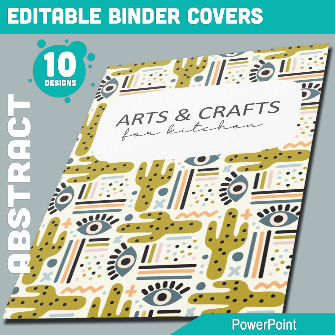 Powerpoint Binder Covers, 10 Printable/editable Flat Abstract Doodle ...