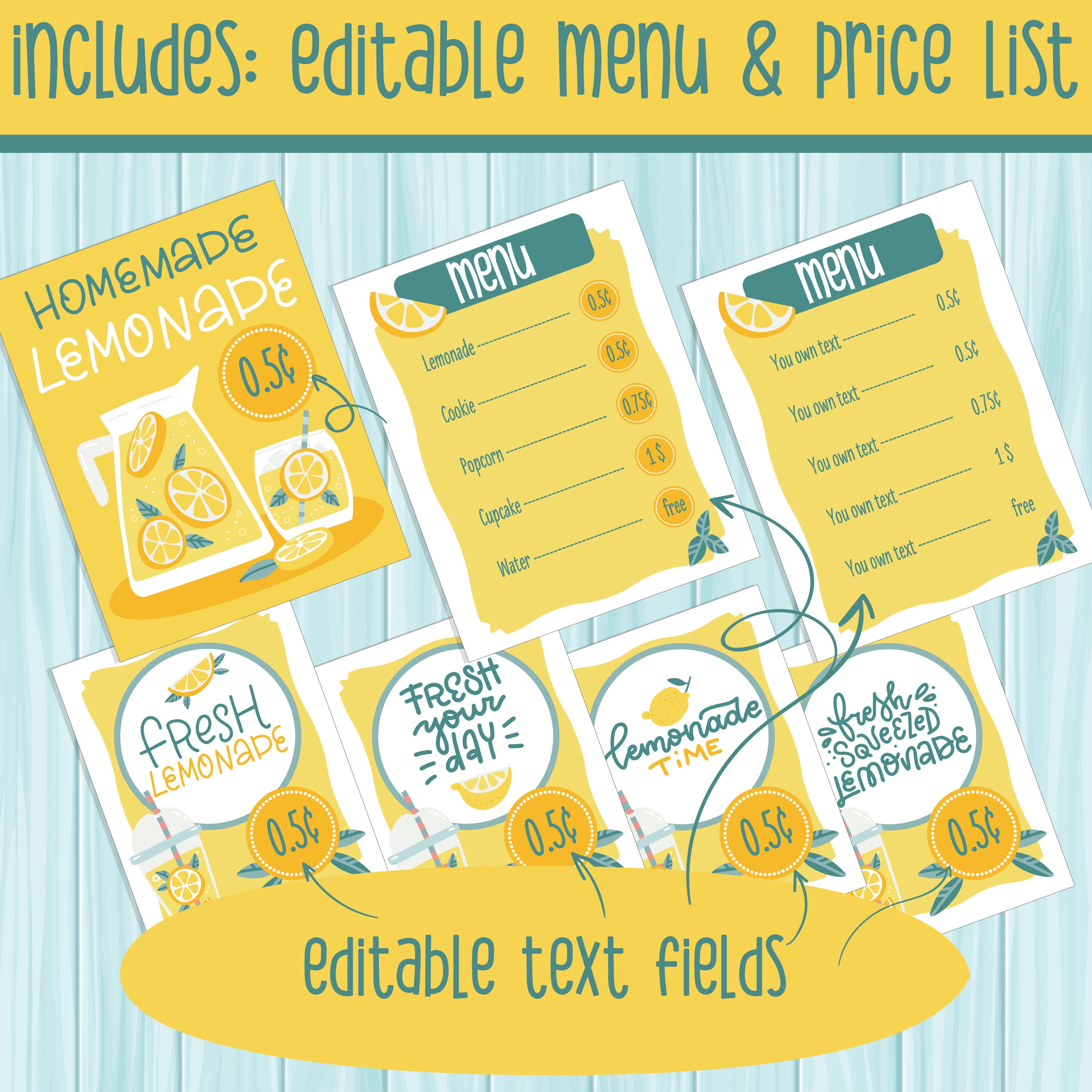 Editable Lemonade Stand Printable Kit: Summer Activity, Dramatic Play ...
