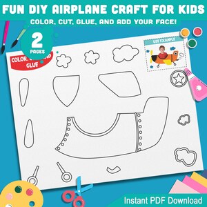 Fun DIY Airplane Craft for Kids: Color, Cut, Glue, and Add Your Face ...