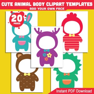 Animal Body Clipart Templates: Add Your Own Photo Face, Fun Cutouts for ...