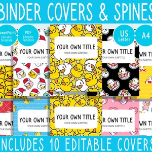 10 Editable Duck Pattern Binder Covers, Includes 1, 1.5, 2" Spines ...