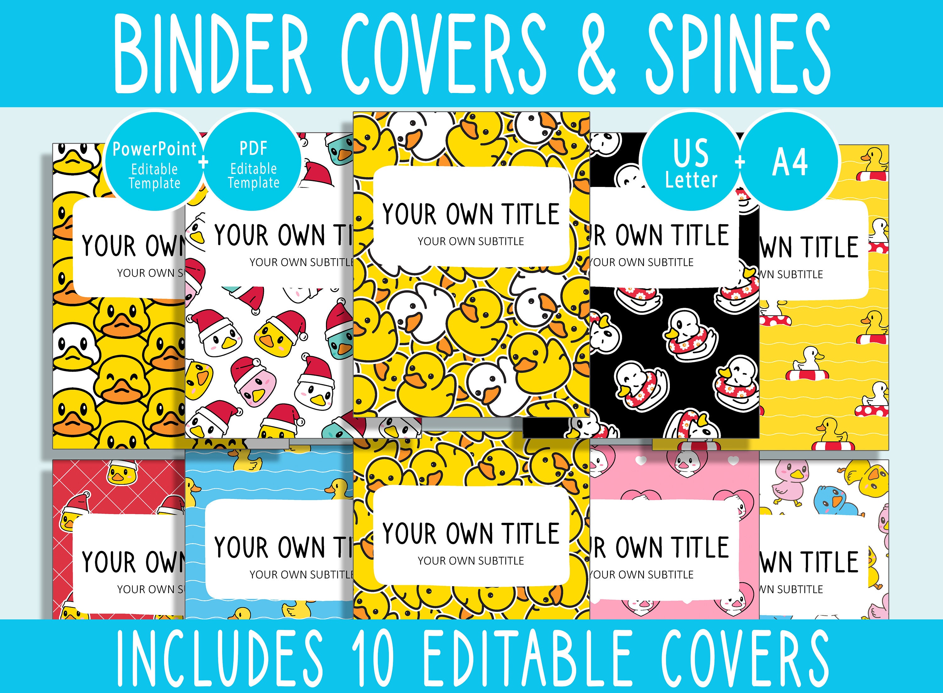 10 Editable Duck Pattern Binder Covers Includes 1 1.5 - Etsy