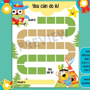 Printable Camping Animals Reward Chart for Kids: Encourage Positive ...
