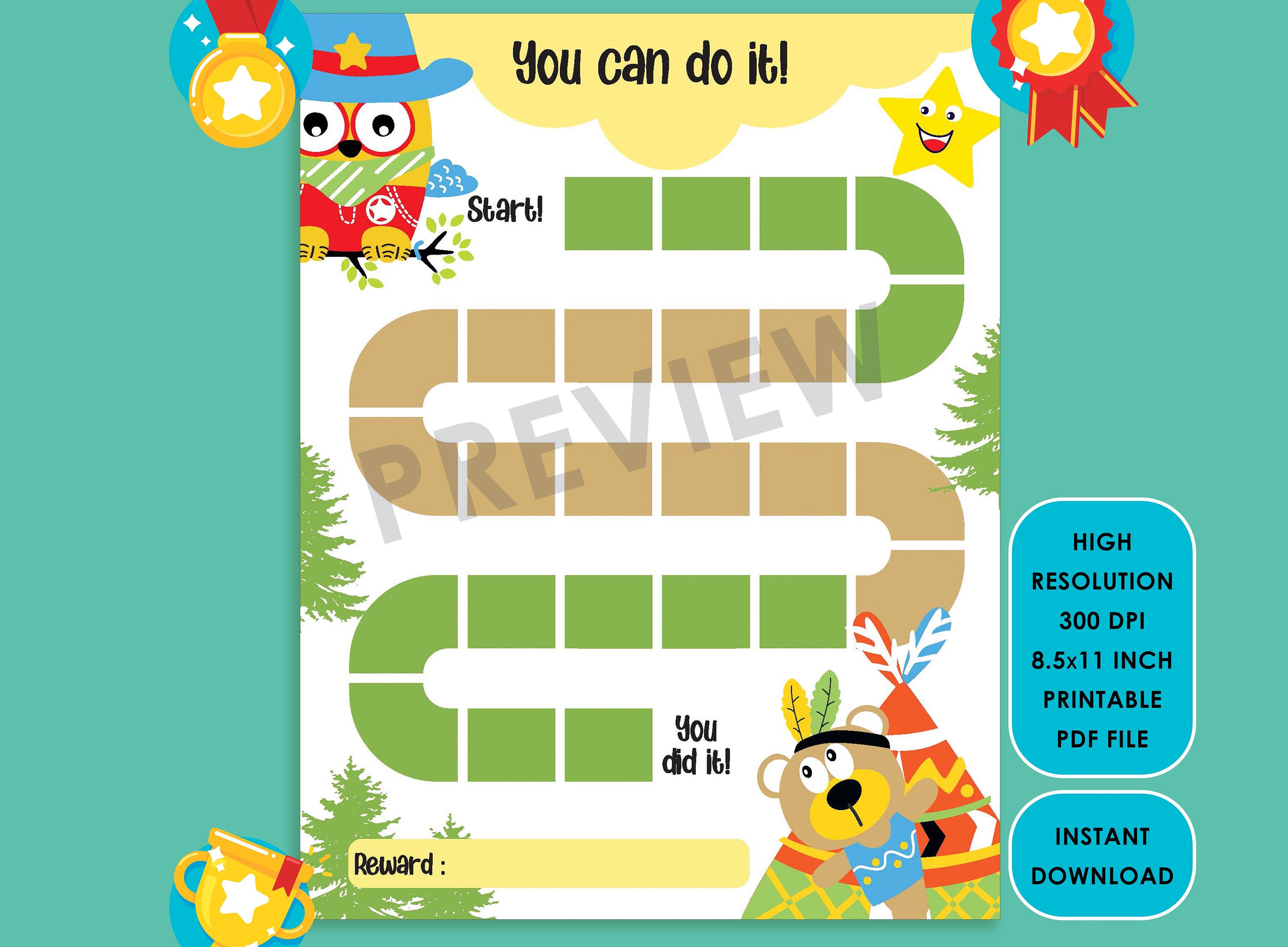 Printable Camping Animals Reward Chart for Kids: Encourage Positive ...