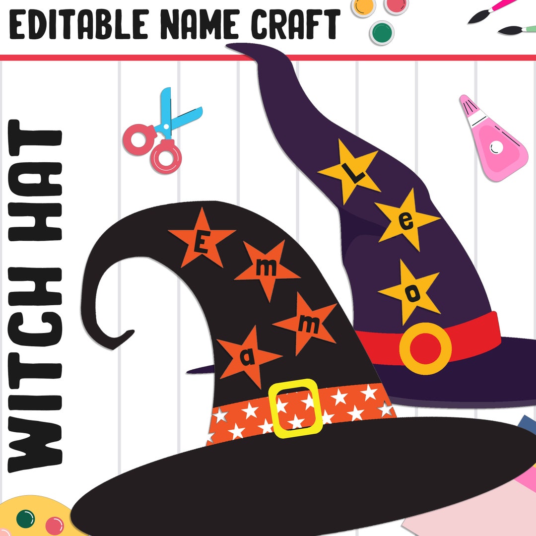Witch Hat Name Craft Activity: Halloween, Back-to-school Bulletin Board ...