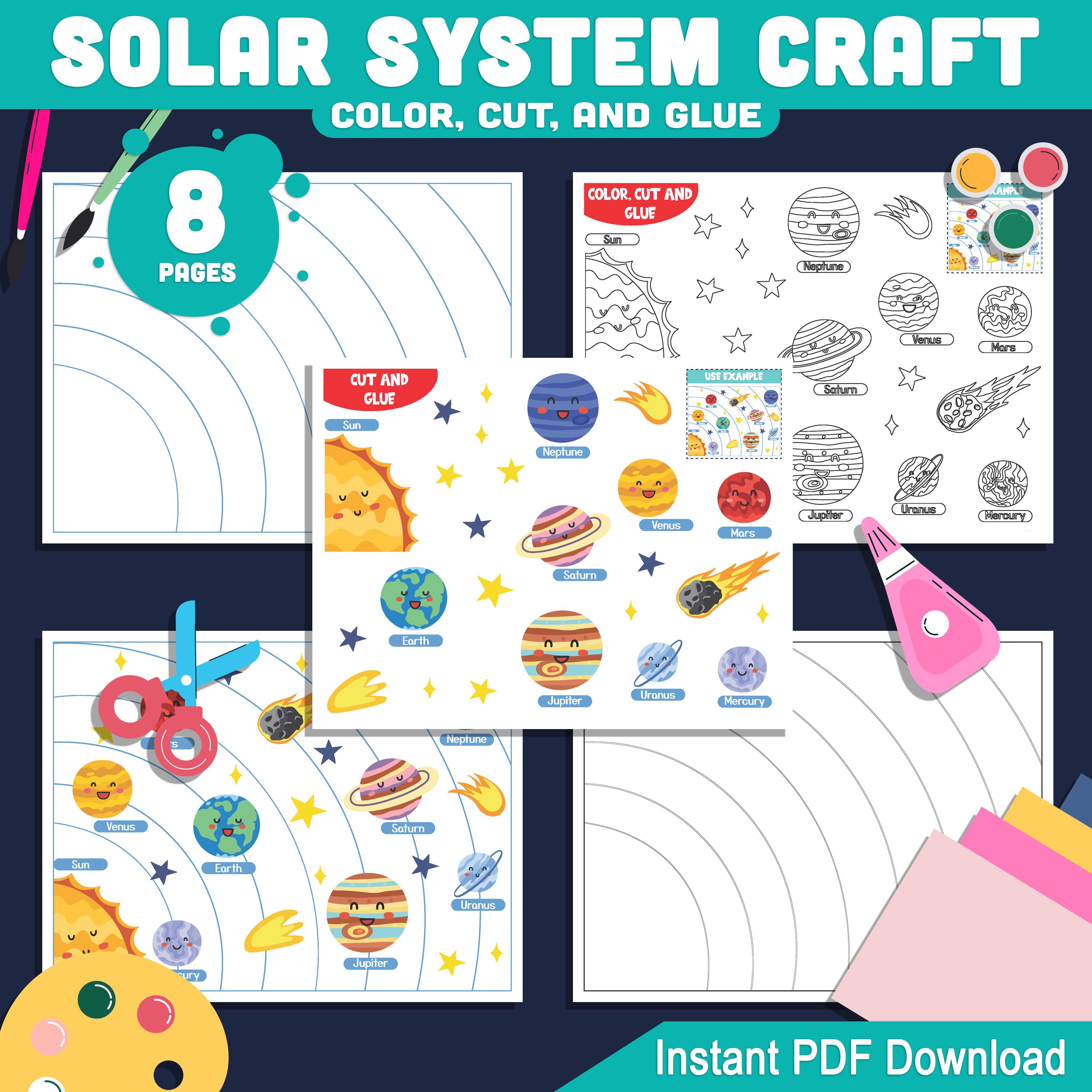 Solar System Paper Craft: 8 Pages of Fun Color, Cut & Glue, Includes ...