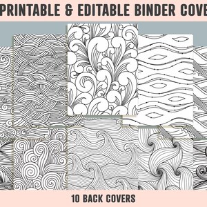 Abstract Wave Binder Cover, 10 Printable & Editable Binder Covers ...