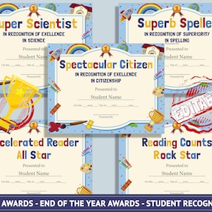 Editable Preschool End of the Year Awards, Classroom Awards, Student ...