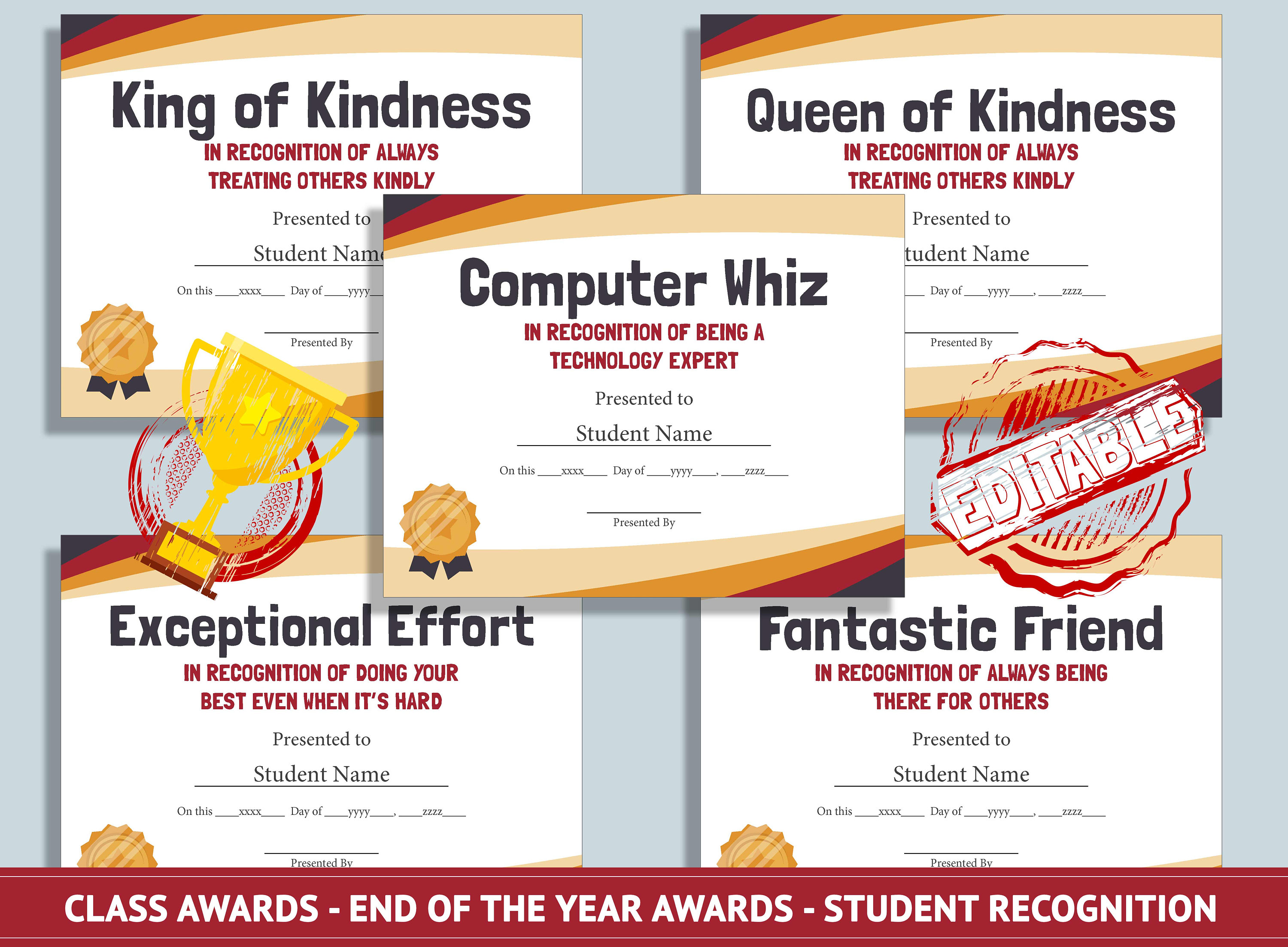Editable Last Day of School Certificate, End of the Year Awards ...