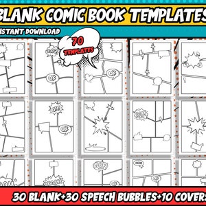 70 Comic Strip Templates, Create Your Own Comic Book, Includes: 30 ...