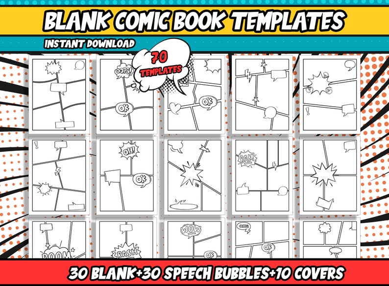 70 Comic Strip Templates, Create Your Own Comic Book, Includes: 30 ...