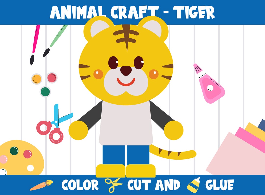 Animal Craft Activity - Tiger : Color, Cut, and Glue for Prek to 2nd ...
